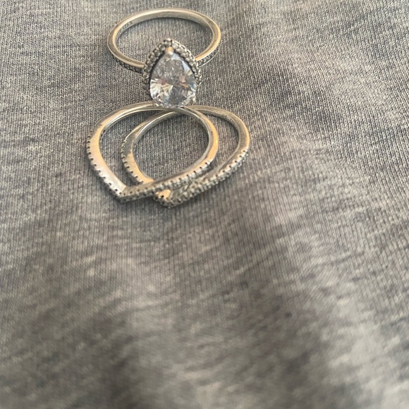 Pandora | Jewelry | Pandora Teardrop And Stacking Rings | Poshmark
